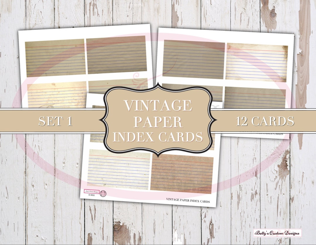 Vintage Paper Index Cards - Set 1 - Botanical - Ephemera - Junk Journal ...