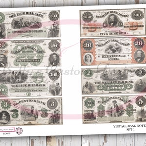 Vintage Bank Notes - Set 1 - Ephemera Pack - Junk Journal ...