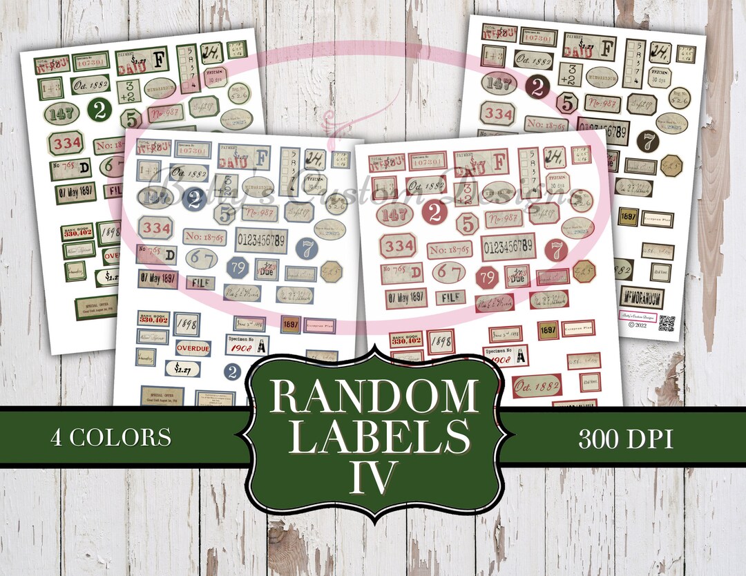 Random Number Labels IV - Printable - Ephemera - Junk Journal Label ...