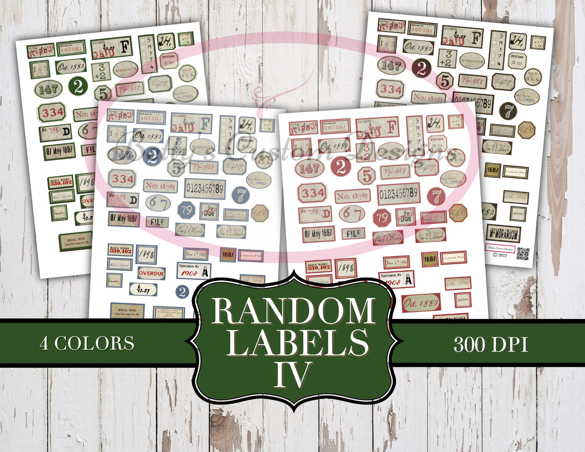 Random Number Labels IV Printable Ephemera Junk Journal - Etsy