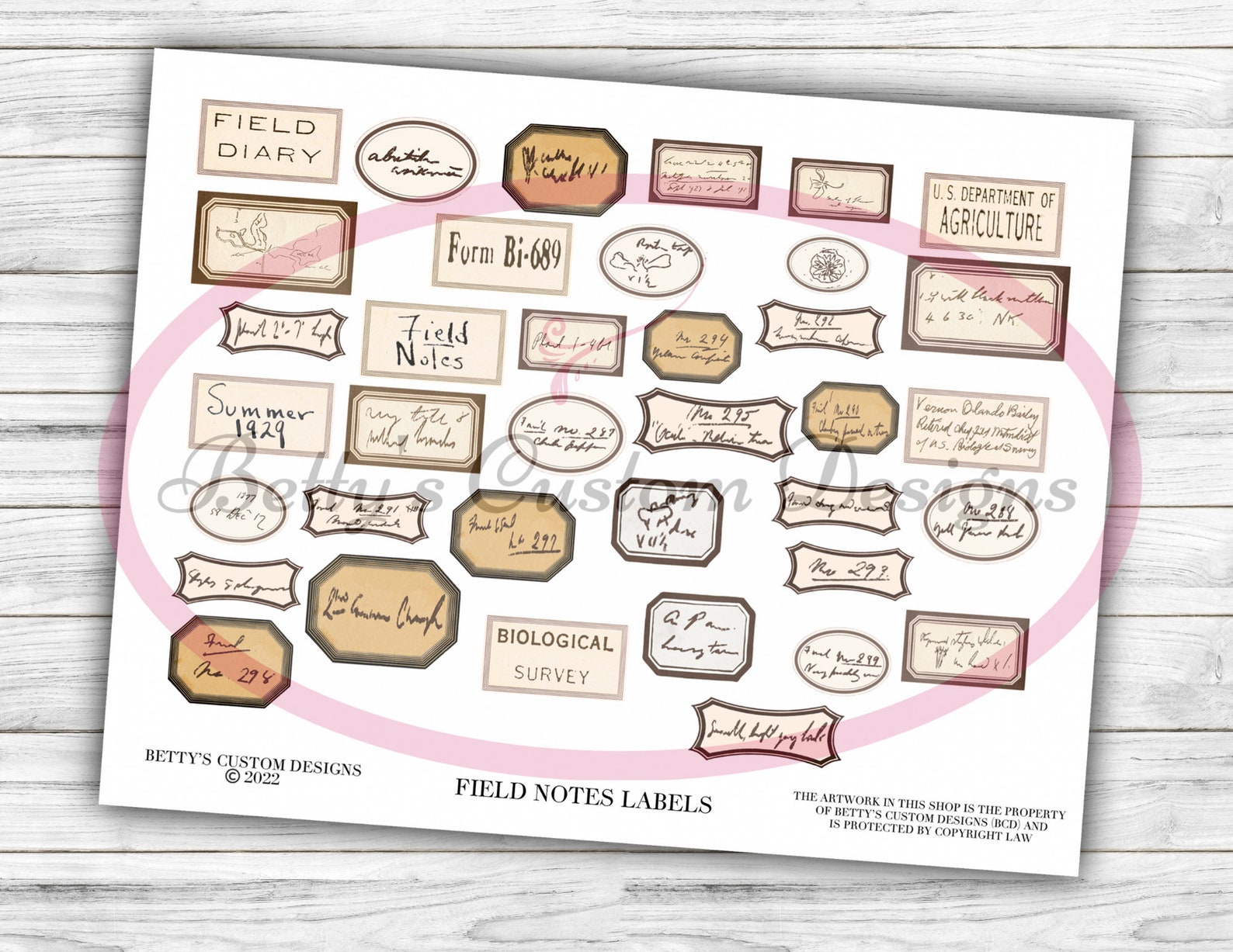 Field Notes Labels Printable Ephemera Junk Journal Label - Etsy