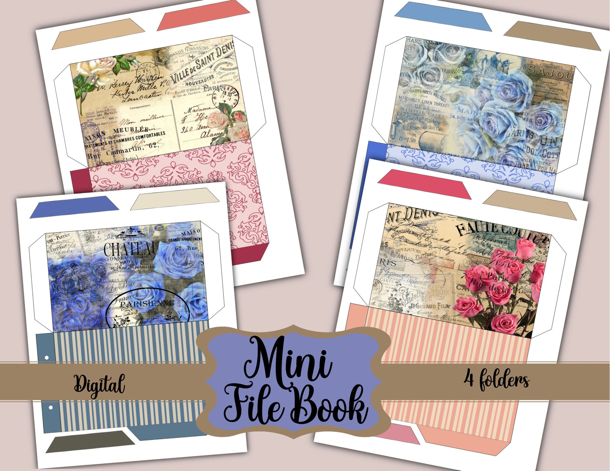 Mini File Folder Book Roses Are Red .and Blue Digital | Etsy