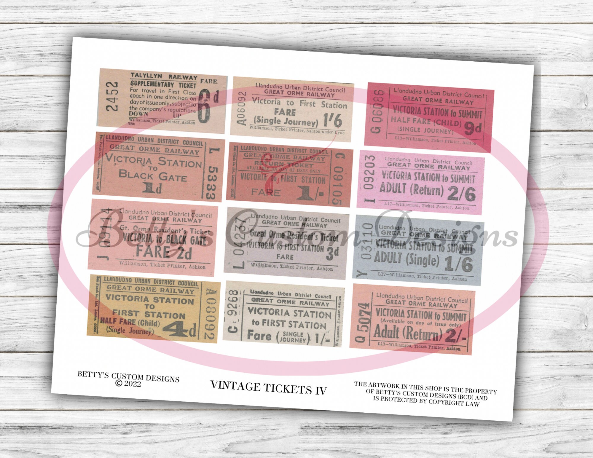 Vintage Tickets IV Random Font Handwritten Printable - Etsy
