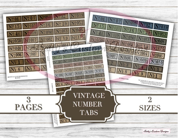 Number Tabs Number Labels Printable Ephemera Junk - Etsy