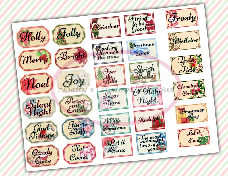 Christmas Word Labels - WORDS - Printable - Ephemera - Junk Journal ...
