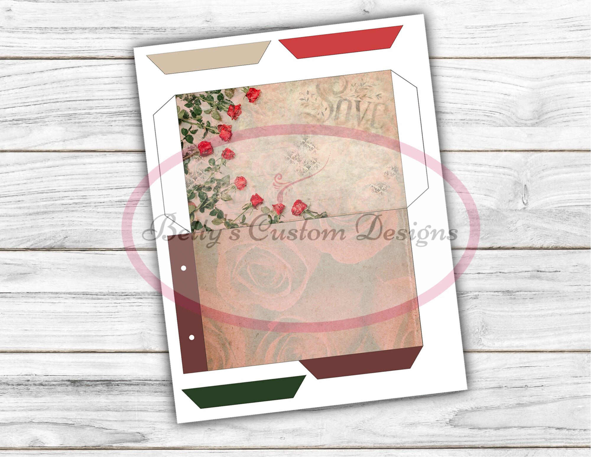 Mini File Folder Book Romantic Rose Digital Printable - Etsy