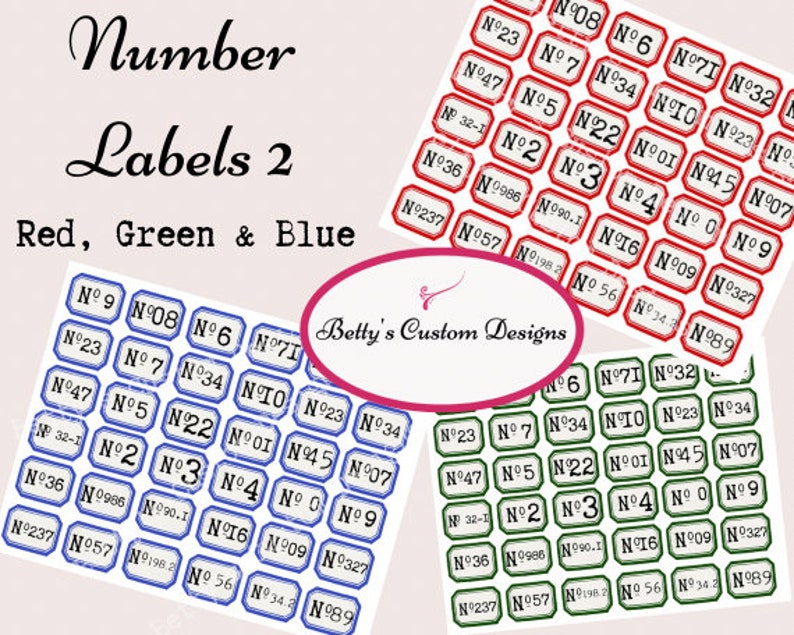 Labels NUMBERS II Random Font Handwritten Printable | Etsy