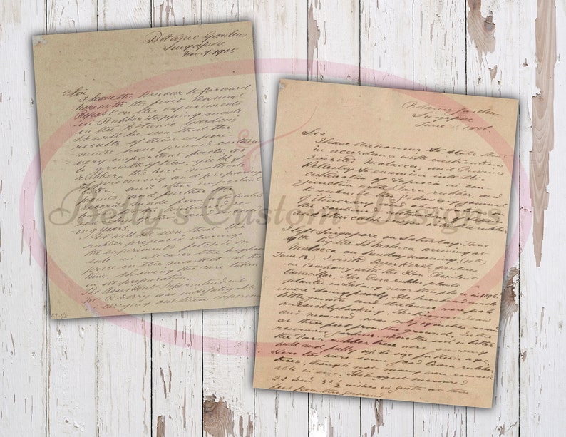 Printable Vintage Script Letters Paper Textures Digital - Etsy