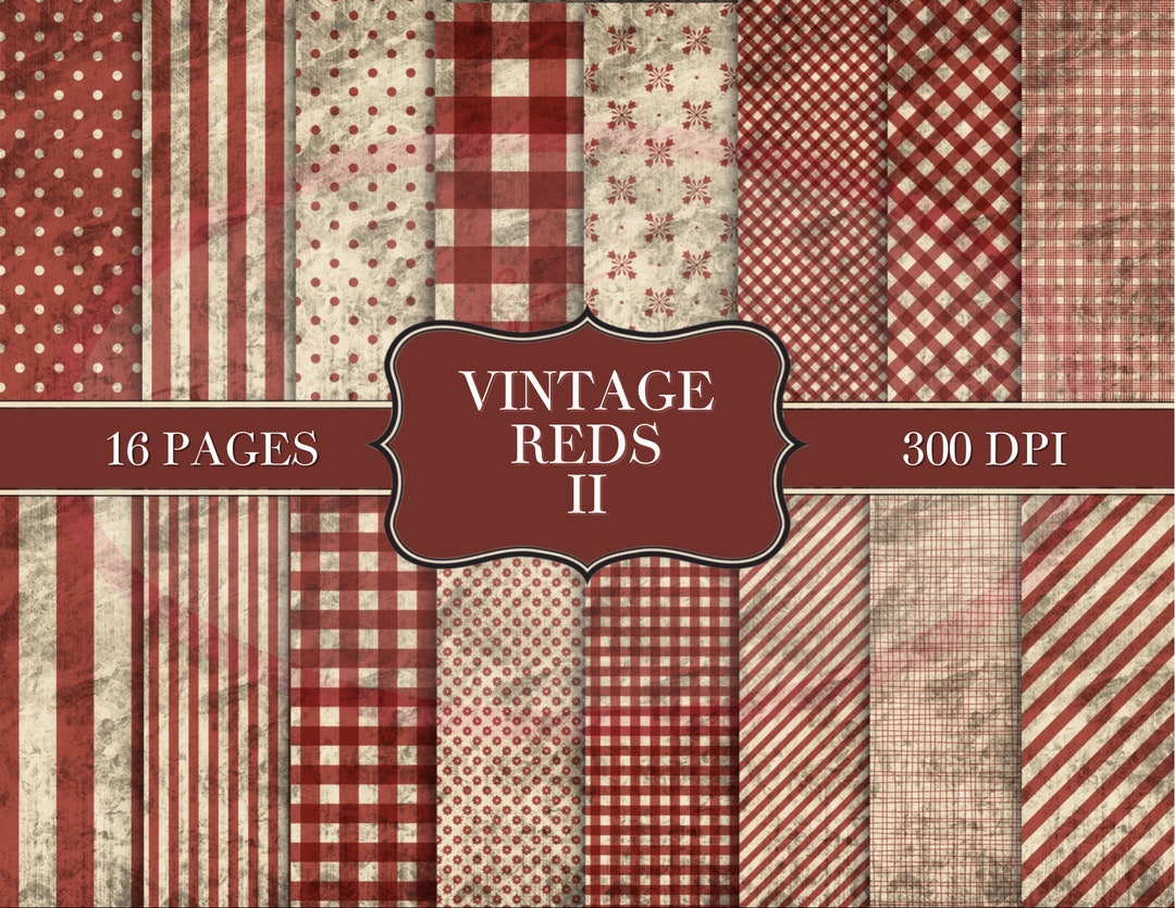Vintage Reds II Junk Journal Kit - Digital Paper Prints - Scrapbook ...