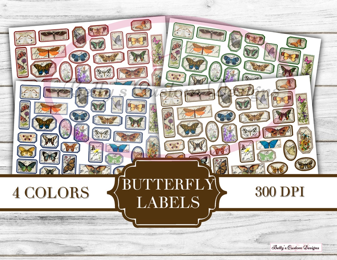 Butterfly Labels - Printable - Ephemera - Junk Journal Label - Journal ...
