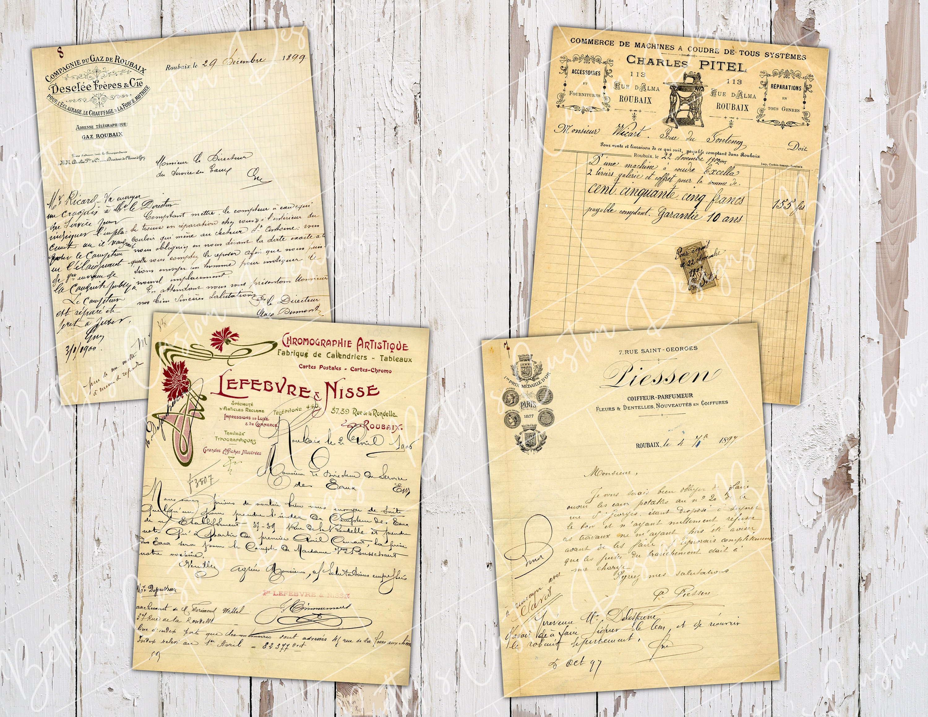 Vintage French Documents Digital Download - Junk Journal Ephemera ...