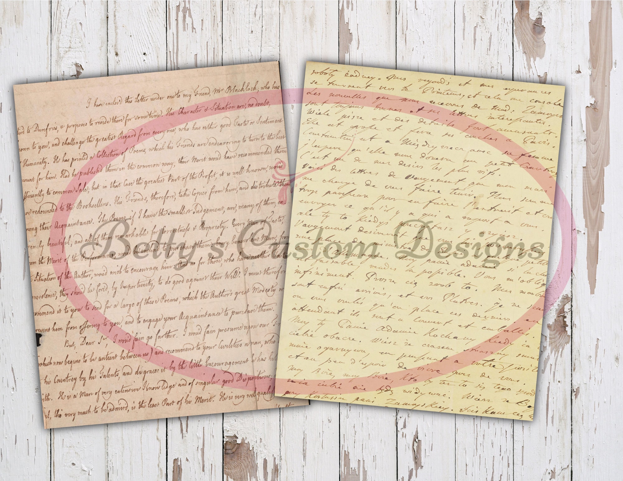 Vintage Script Letters Backgrounds Digital Paper Prints - Etsy