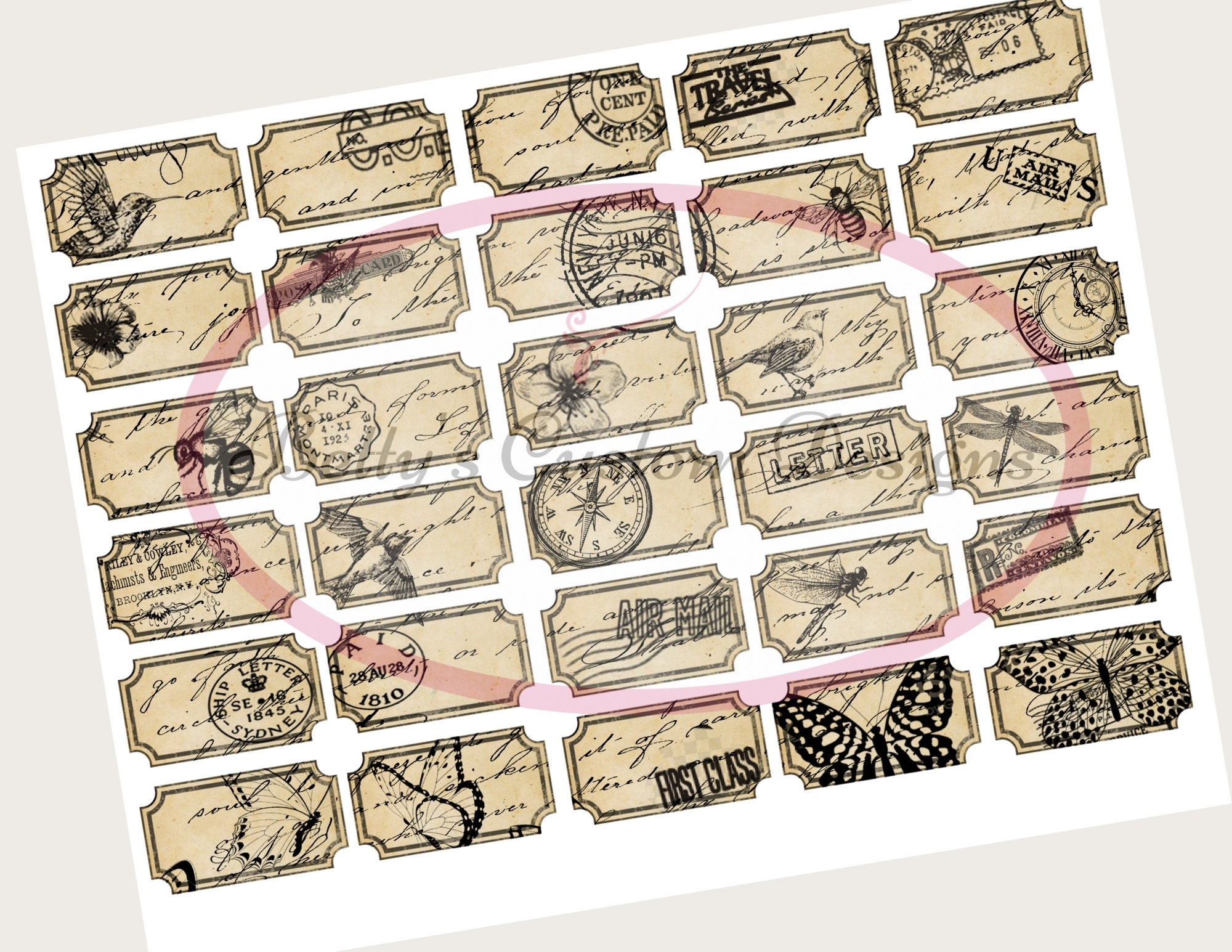 Vintage-style Blank Labels Printable Ephemera Junk - Etsy