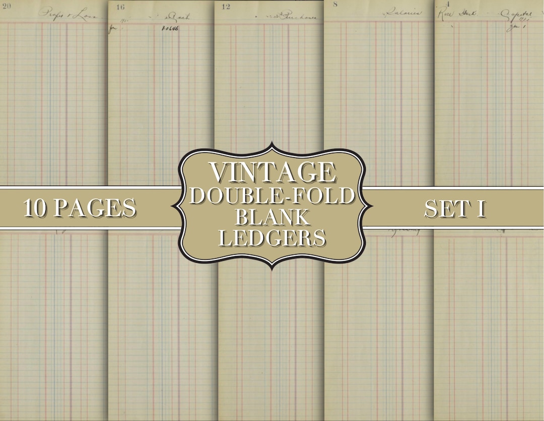 Vintage Double Fold Blank Ledger Pages - Digital Download - Printable ...