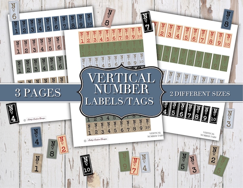 Vertical Number Tabs Number Labels Printable Ephemera - Etsy