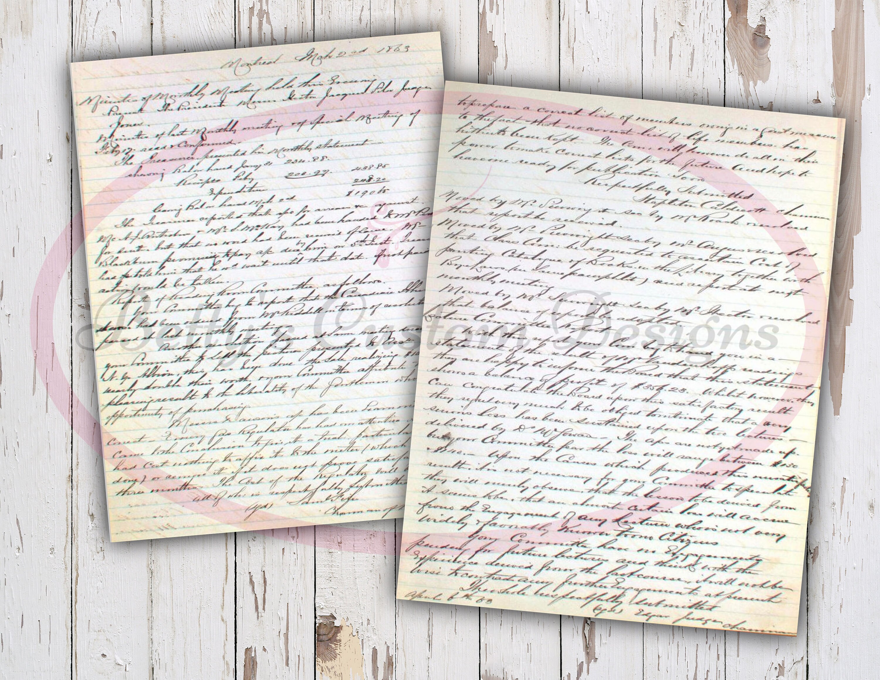 Vintage Script Letters Backgrounds Set 2 Digital Paper - Etsy