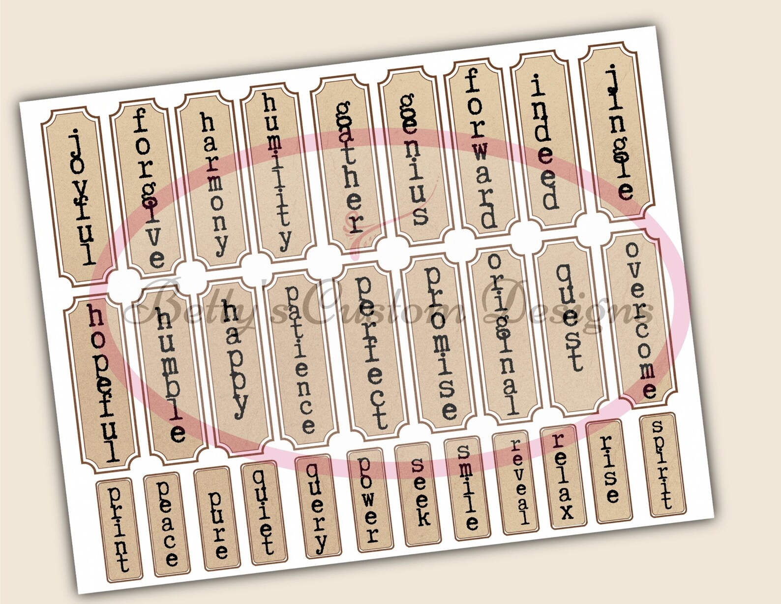 Vertical Word Labels Phrases Typewriter Font Printable - Etsy