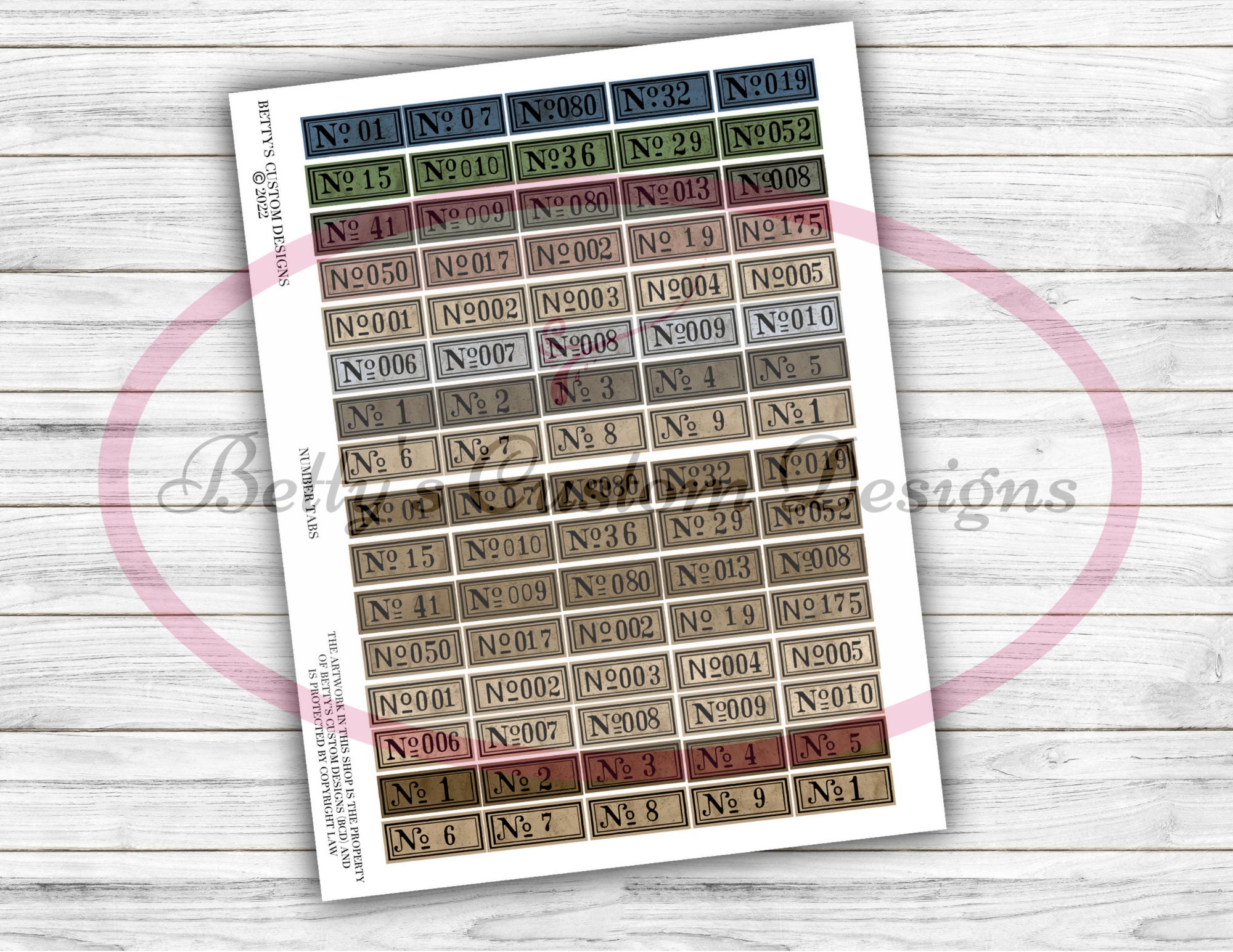 Number Tabs Number Labels Printable Ephemera Junk - Etsy Australia