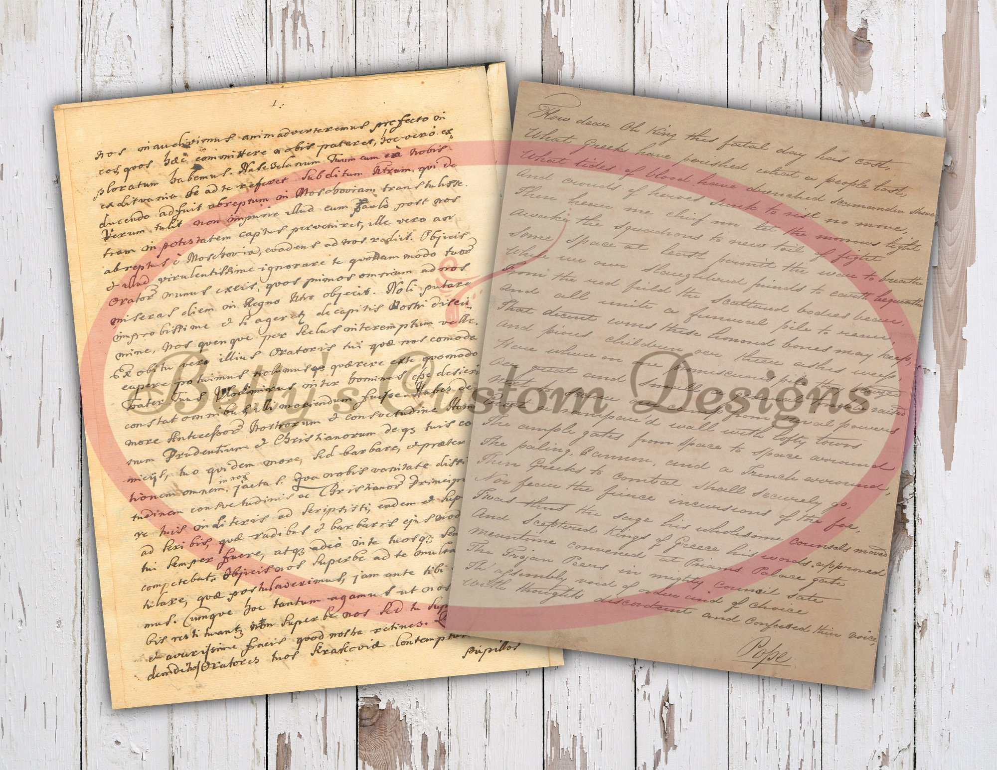 Vintage Script Letters Backgrounds Digital Paper Prints - Etsy