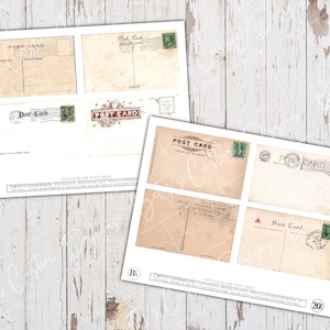 Vintage Blank Postcards - Postal Cancellation - Digital Paper Prints ...