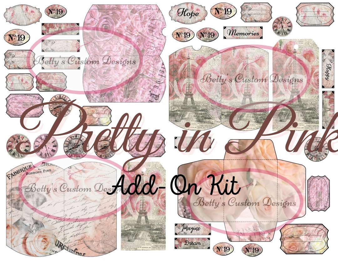 Pretty in Pink Junk Journal ADD-ON Kit - Digital Paper Prints ...