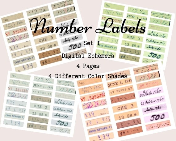 Labels NUMBERS Random Font Handwritten Printable | Etsy