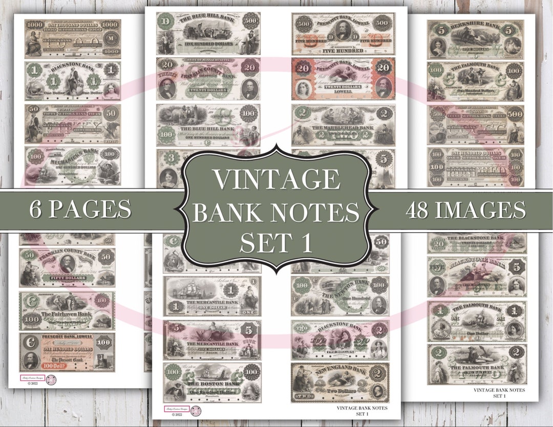 Vintage Bank Notes - Set 1 - Ephemera Pack - Junk Journal ...