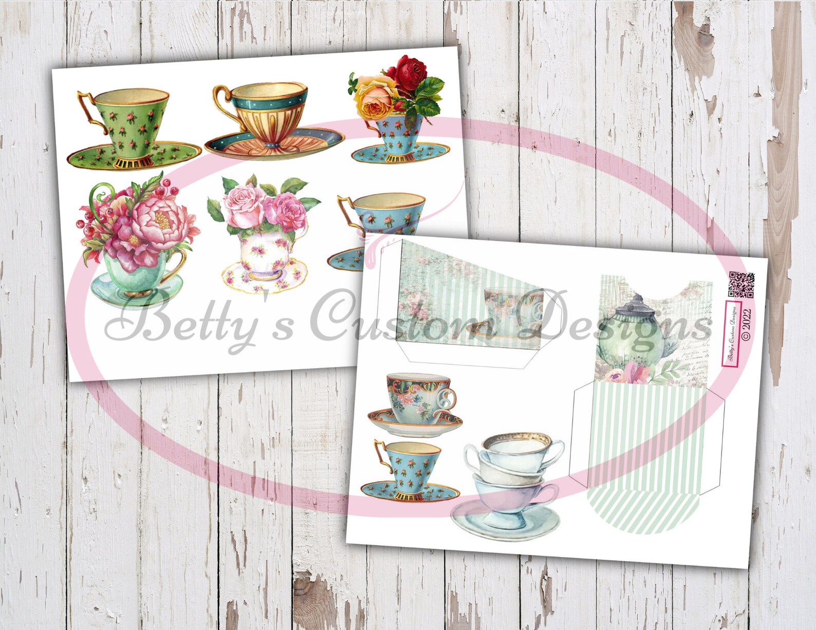 Tea Time - Garden Tea Party - Junk Journal Kit - Digital Paper Prints ...