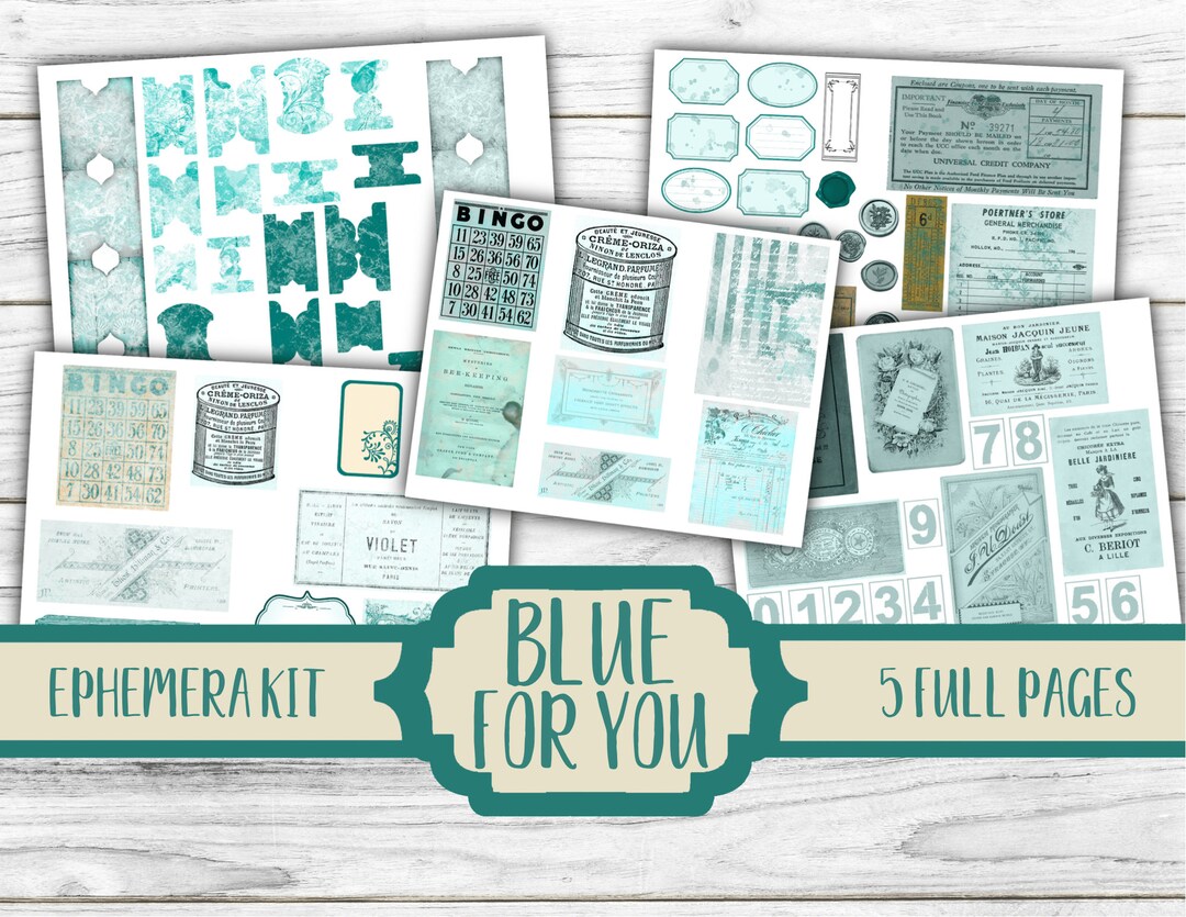 Blue for You ADD-ON Kit - Digital Paper Prints - Scrapbook - Vintage ...