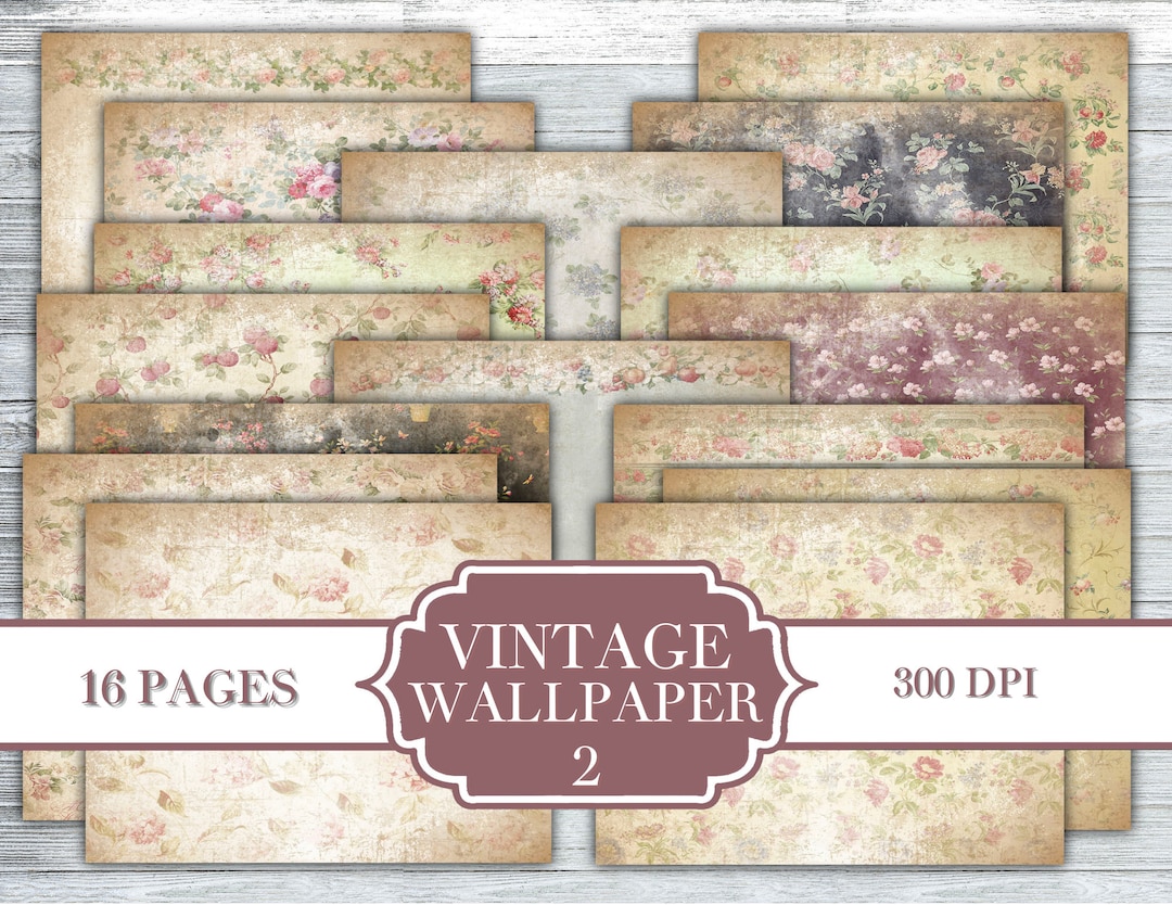 Vintage Wallpaper 2 Junk Journal Kit - Digital Paper Prints - Scrapbook ...