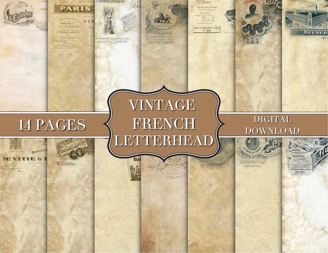 Vintage French Letterhead - Digital Download - Junk Journal Ephemera ...