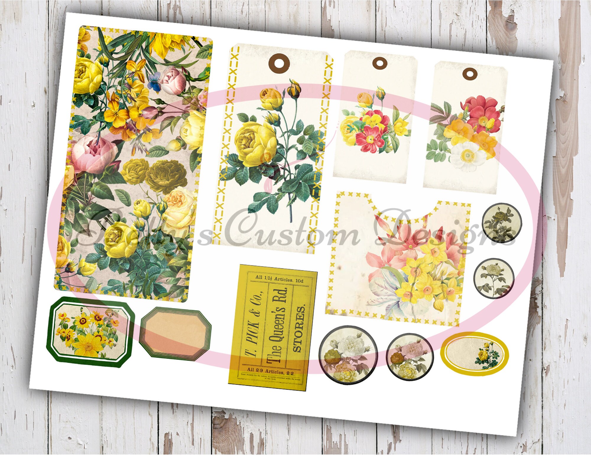 Vintage Floral Loaded Tags Printable Tags Junk Journaling - Etsy