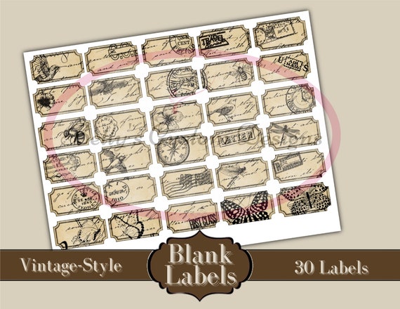 Vintage-style Blank Labels Printable Ephemera Junk - Etsy