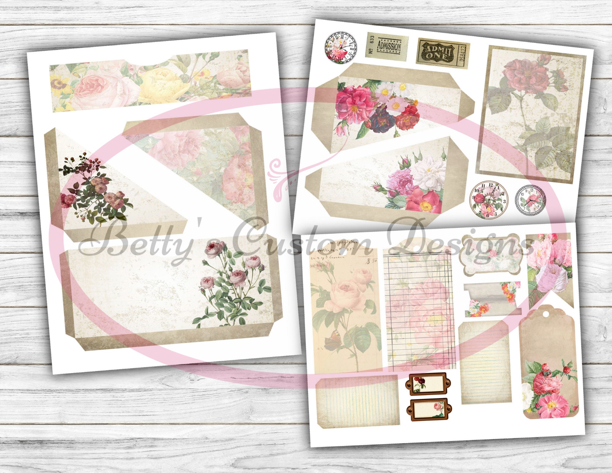 Vintage Floral Journal Kit Digital Download Full Journal | Etsy