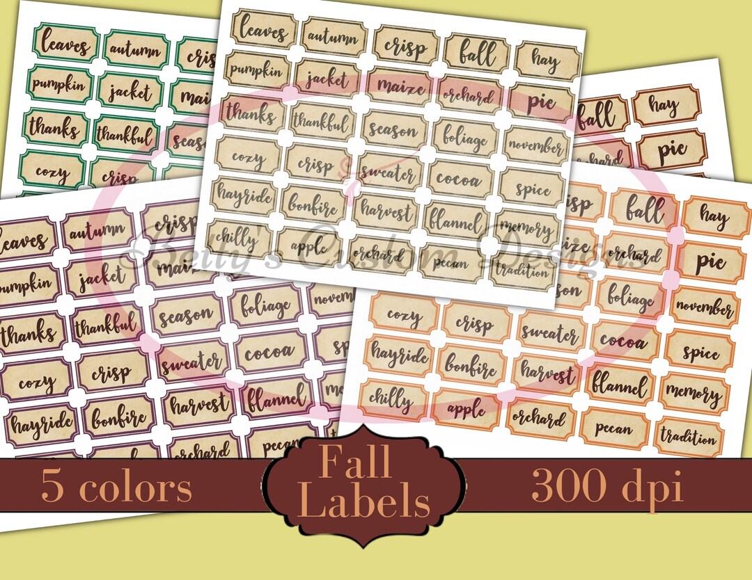 Fall Bounce Word Labels WORDS Printable Ephemera Junk Journal Label ...