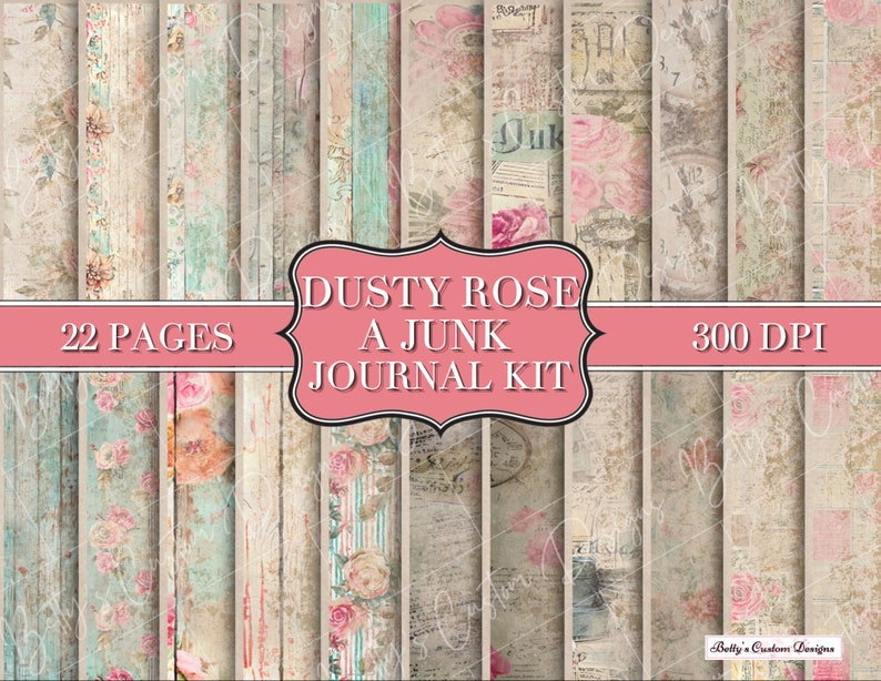 Dusty Rose Junk Journal Kit Digital Paper Prints Scrapbook - Etsy