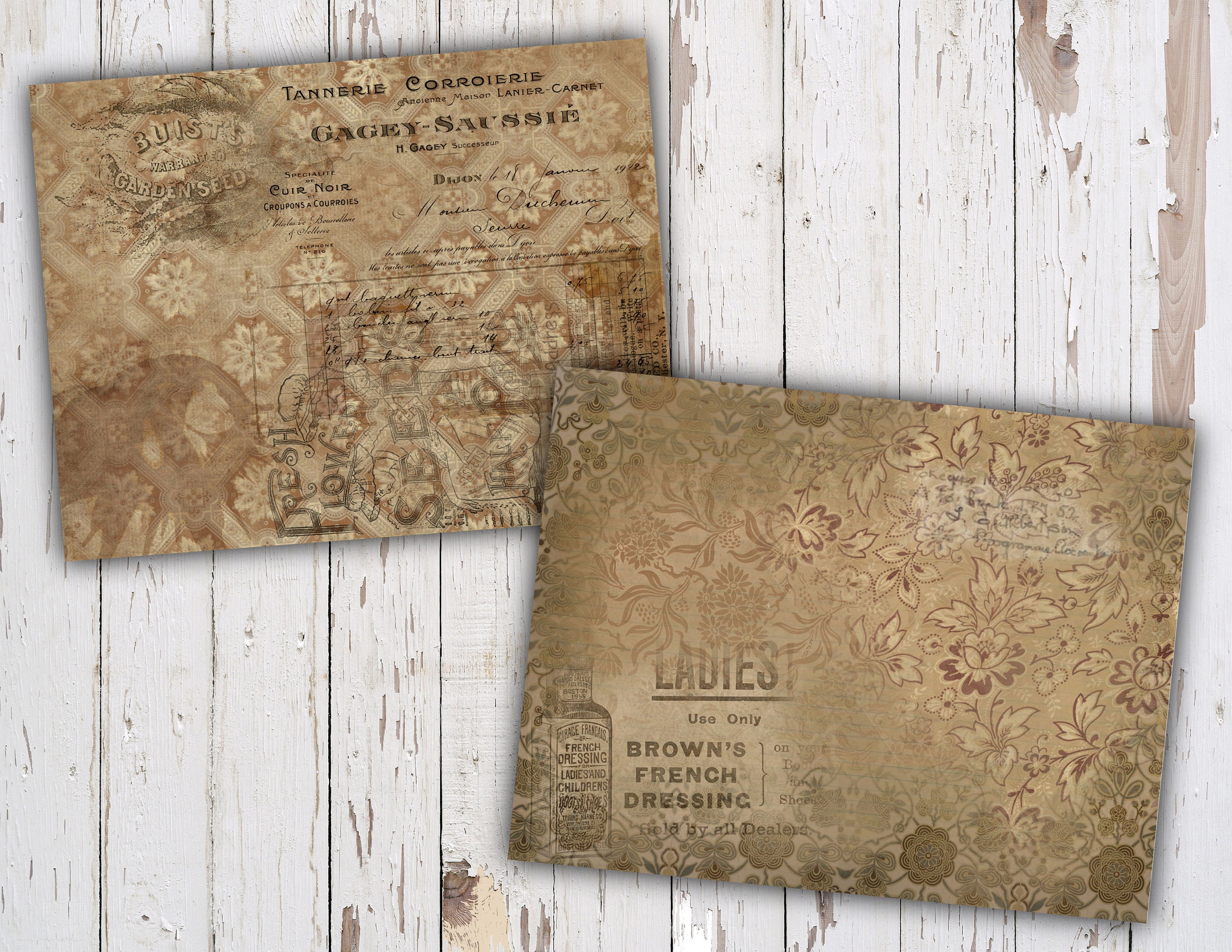 Decorum Junk Journal Kit Digital Paper Prints Scrapbook - Etsy