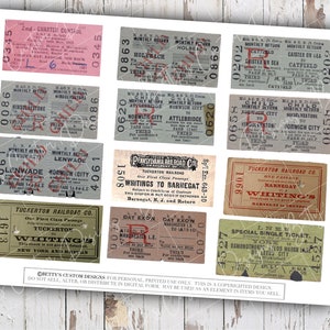 Vintage Tickets V - Random Font - Handwritten - Printable - Ephemera ...