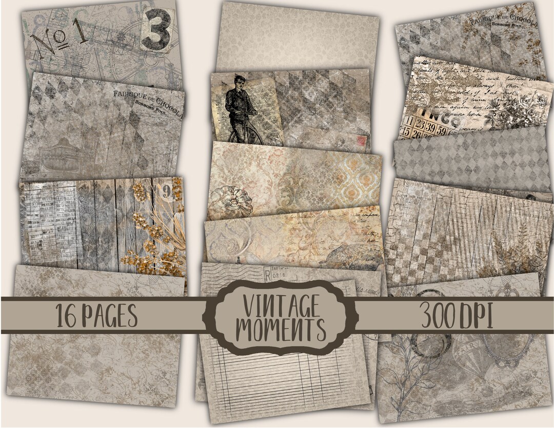 Vintage Moments Junk Journal Kit - Digital Paper Prints - Scrapbook ...