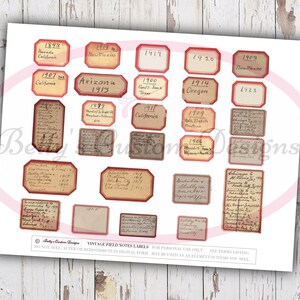 Field Note Labels - Random Labels - Junk Journal Ephemera ...