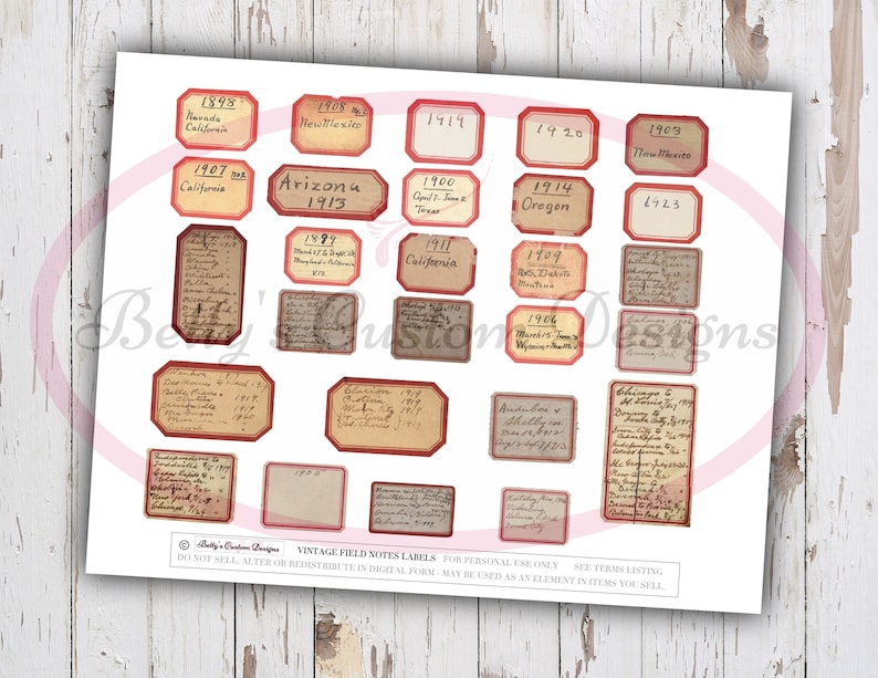 Field Note Labels Random Labels Junk Journal Ephemera - Etsy
