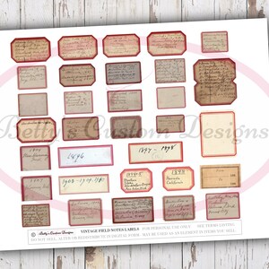 Field Note Labels - Random Labels - Junk Journal Ephemera ...