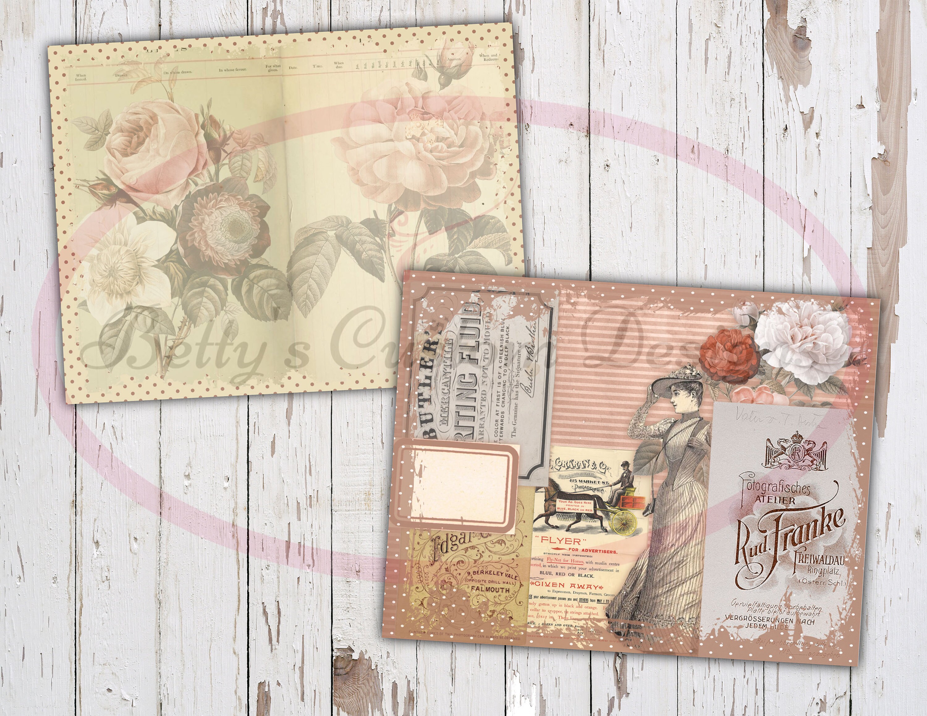 Ledger & Roses Junk Journal Kit - Digital Paper Prints - Scrapbook ...