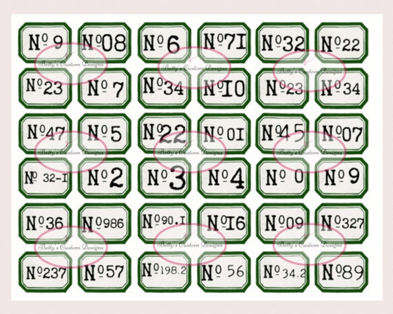 Labels NUMBERS II Random Font Handwritten Printable | Etsy