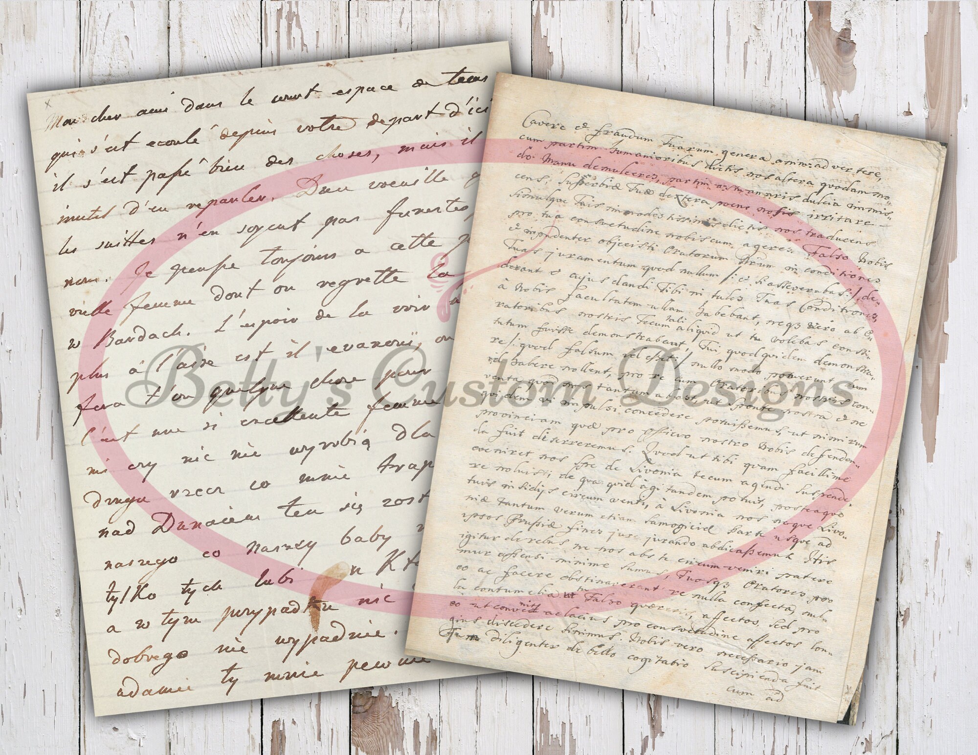 Vintage Script Letters Backgrounds Digital Paper Prints - Etsy