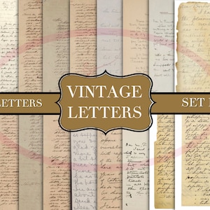 Printable Vintage Script Letters Paper Textures Digital Paper Grunge ...
