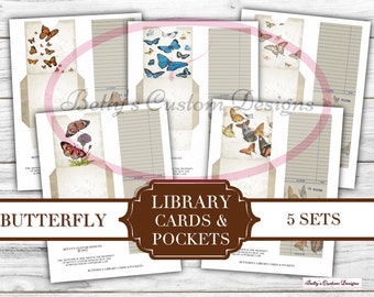 Vintage Rose Library Cards & Pockets Printable Journal | Etsy