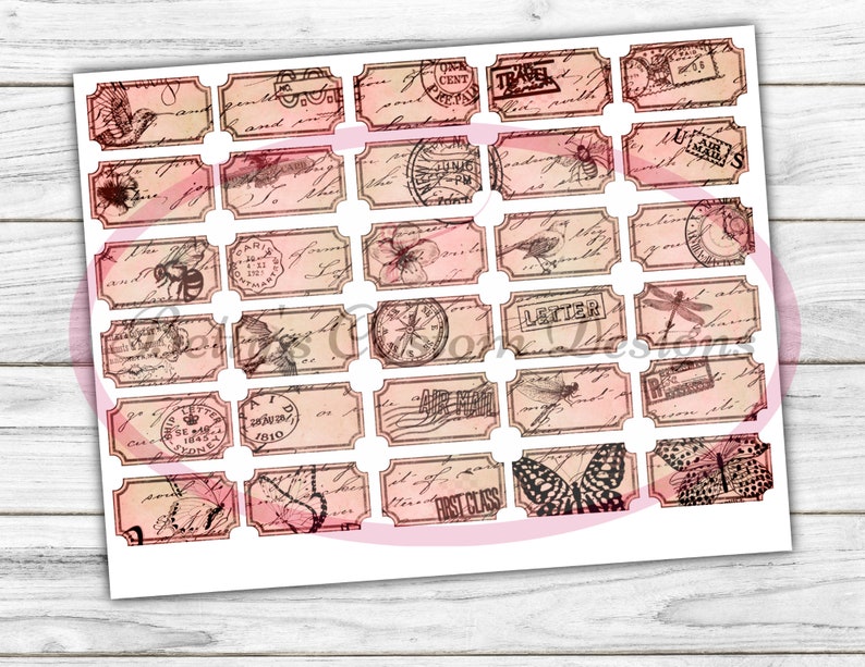 Vintage-style Blank Labels - Pink Tone - Printable - Ephemera - Junk ...