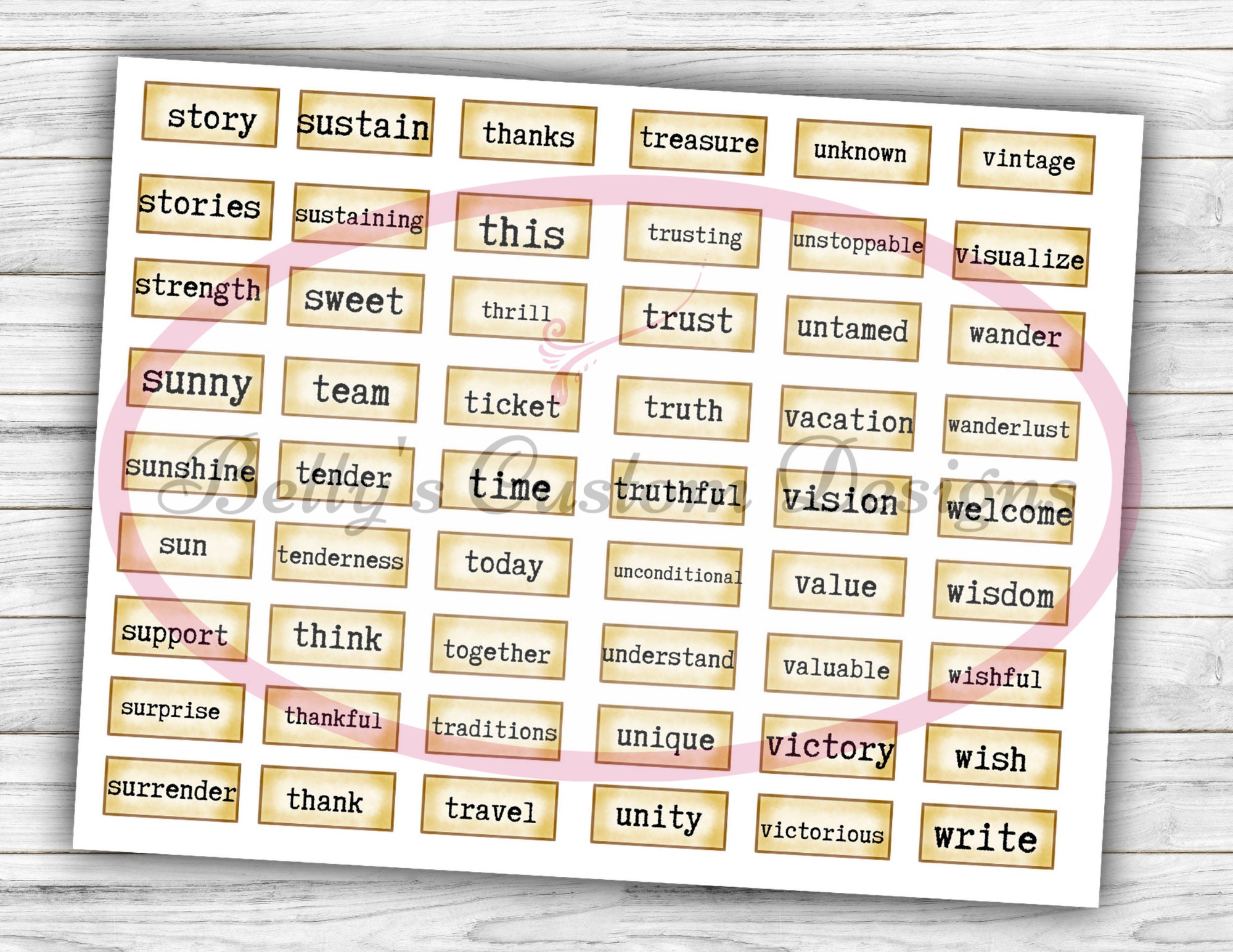 Simple Word Labels Phrases Typewriter Font Printable | Etsy