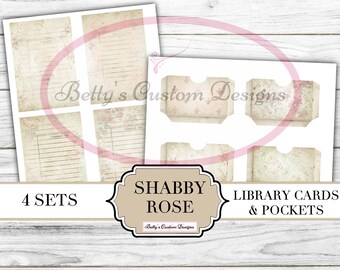 Vintage Rose Library Cards & Pockets Printable Journal | Etsy